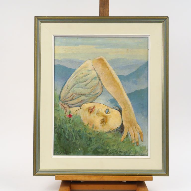 Lot de Imro WEINER-KRAL "Jeune fille à la fleur" Huile sur toile ...